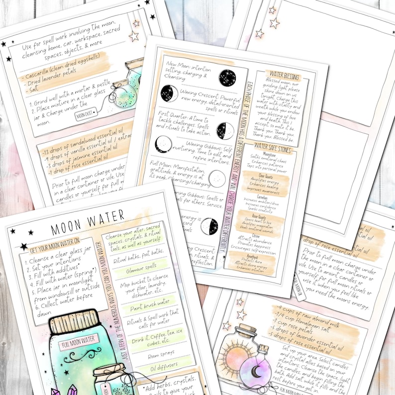 Moon Pages / Book of Shadows / Mystic Smoke Grimoire / 20 Printable ...