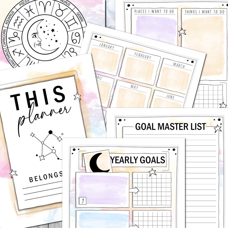 Rainbow Galaxy Printable Planner Kit | Monthly | Daily | Weekly | Goal ...