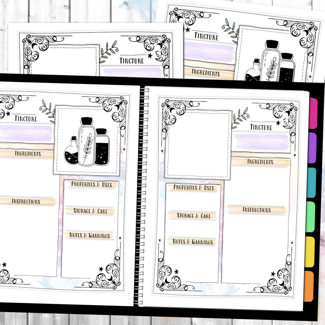 Simplified Tincture Worksheet | Herbology | Herbal Recipe Book | Study ...
