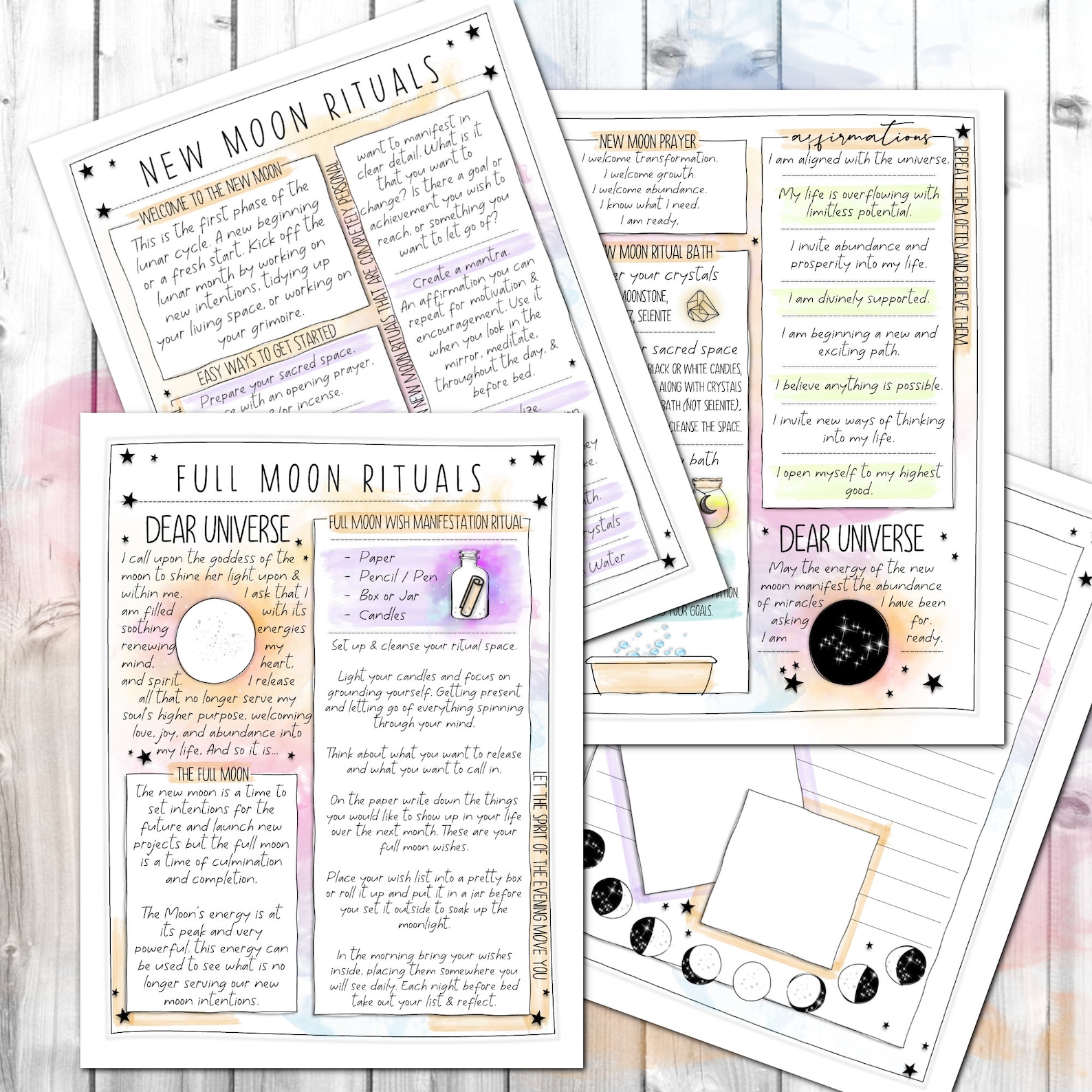 Moon Pages / Book of Shadows / Mystic Smoke Grimoire / 20 Printable ...