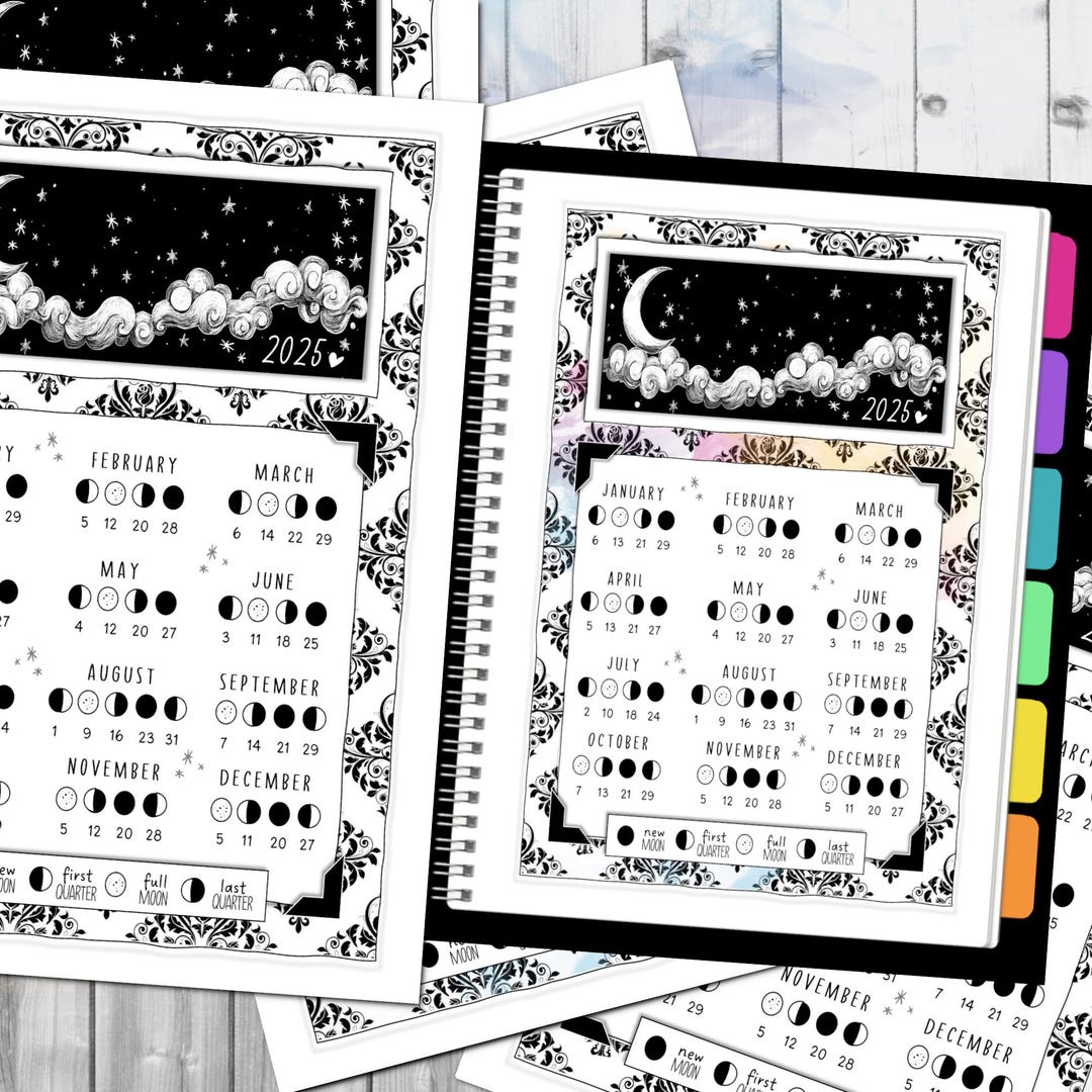 2025 Lunar Calendar Northern Hemisphere | Simple Moon Phase Calendar ...