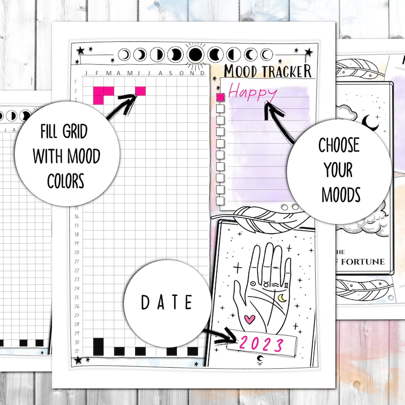 Mood Tracker | A Year in Pixels | Printable Mystic Smoke Yearly Mood ...