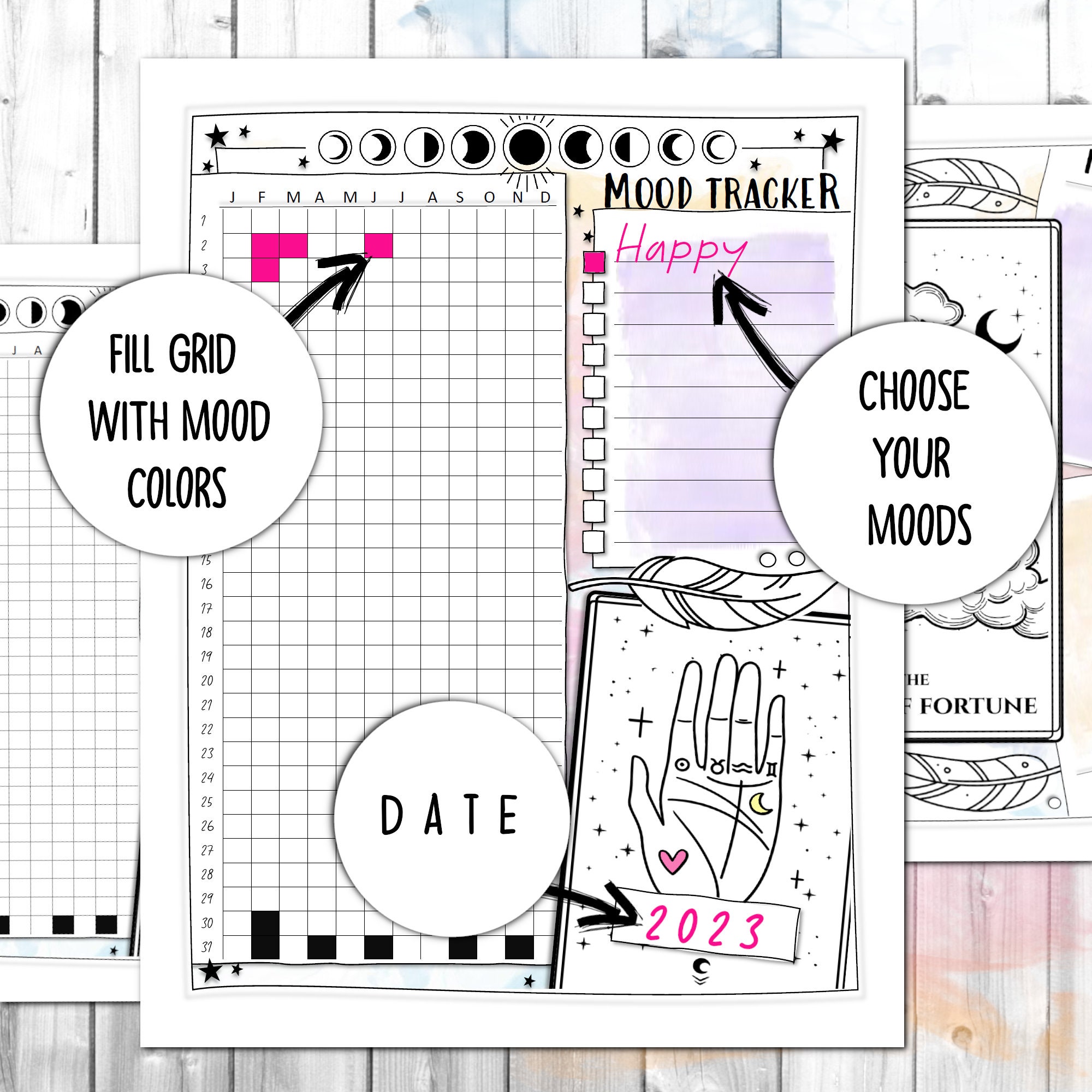 Mood Tracker | A Year in Pixels | Printable Mystic Smoke Yearly Mood ...