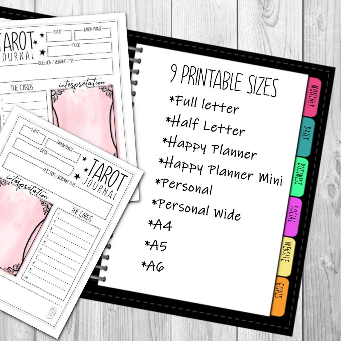 Simple Tarot Card Journal / Planner / Reading Journal / - Etsy