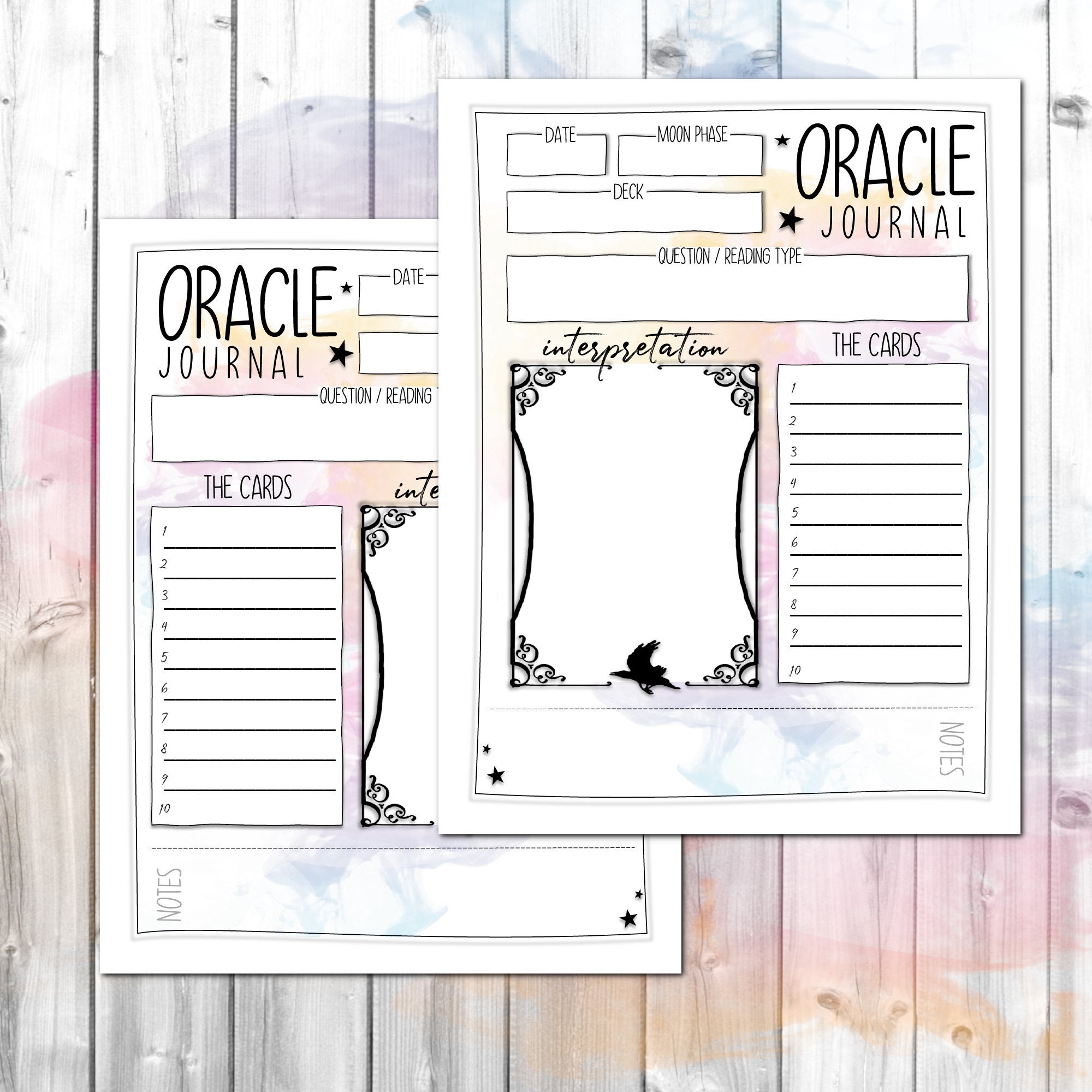 Simple Oracle Card Journal Planner Reading Tracker Pdf Etsy