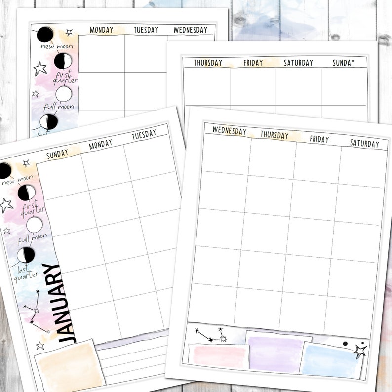 Rainbow Galaxy Printable Planner Kit | Monthly | Daily | Weekly | Goal ...