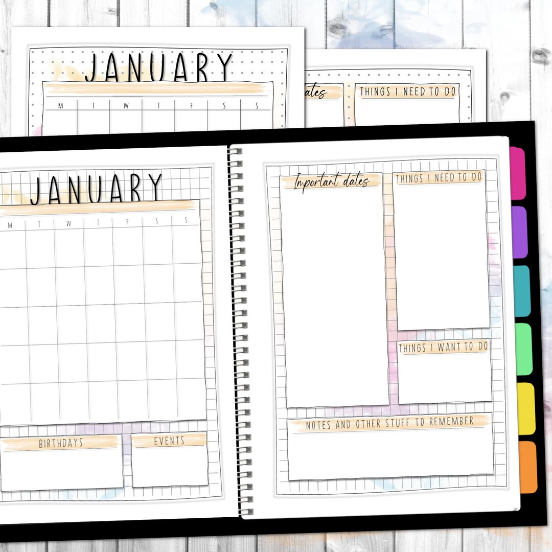 Simple 12-month Calendar, Undated Schedule, Journal, Planner ...