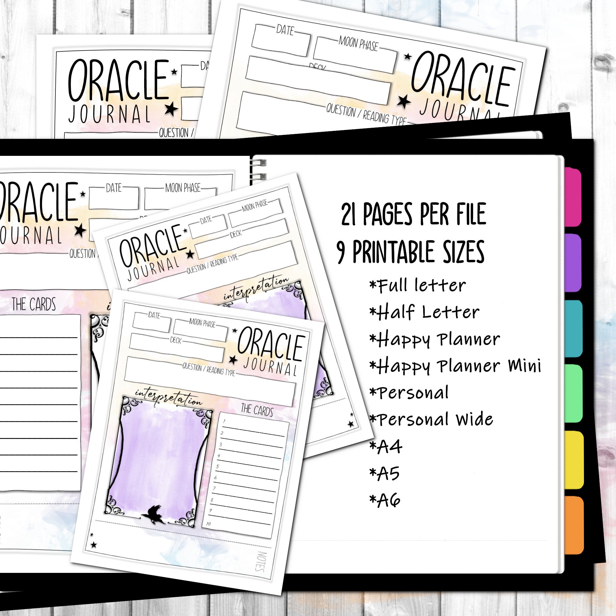 Simple Oracle Card Journal / Planner / Reading Tracker / PDF / - Etsy
