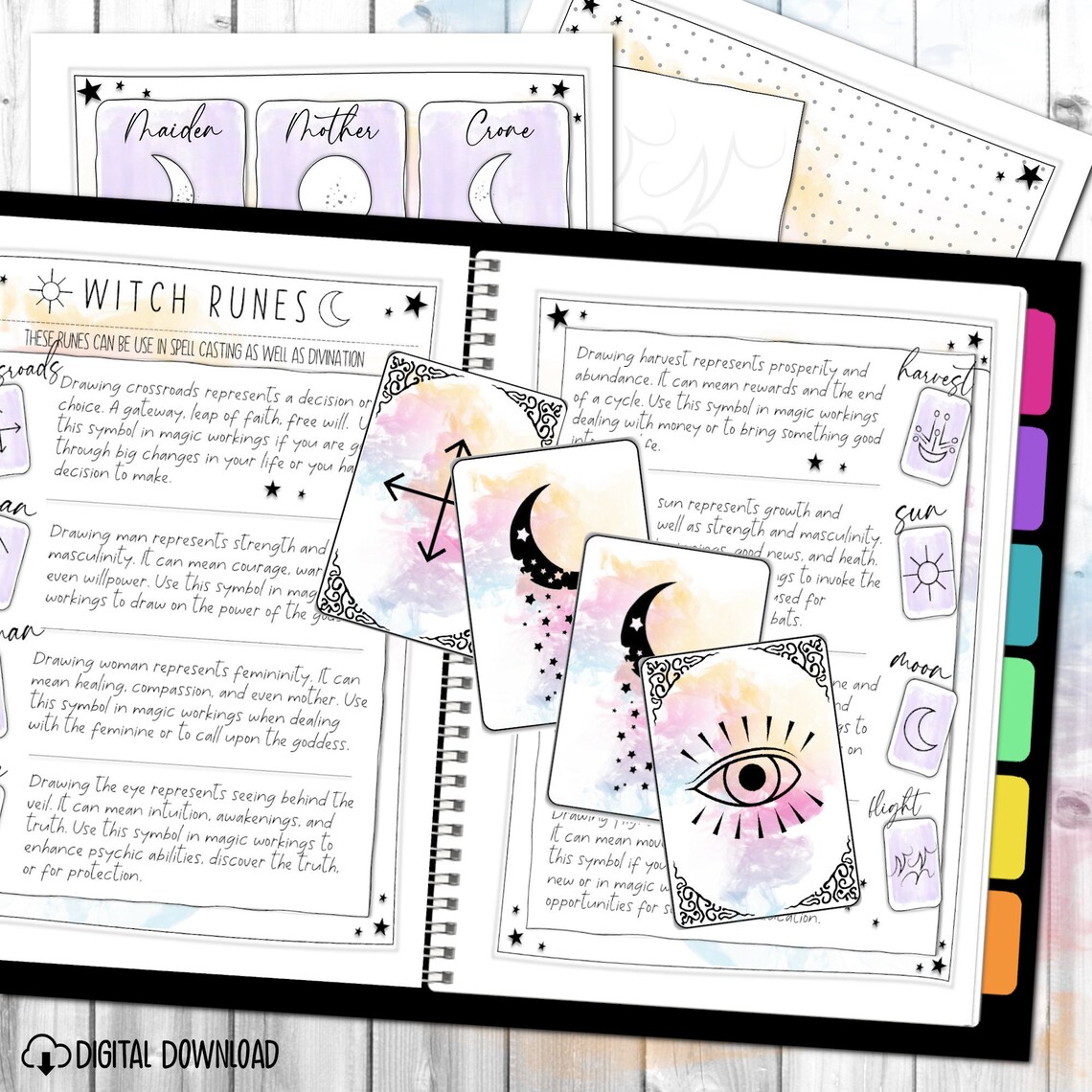 Witch Runes Grimoire Pages / Book of Shadows / Printable Deck - Etsy