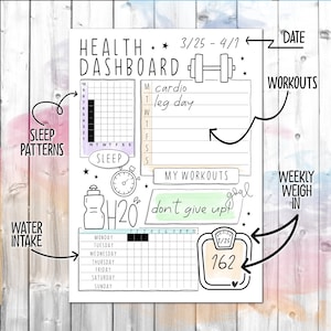 Weekly Health and Fitness Planner | Food Journal | Water Tracker ...