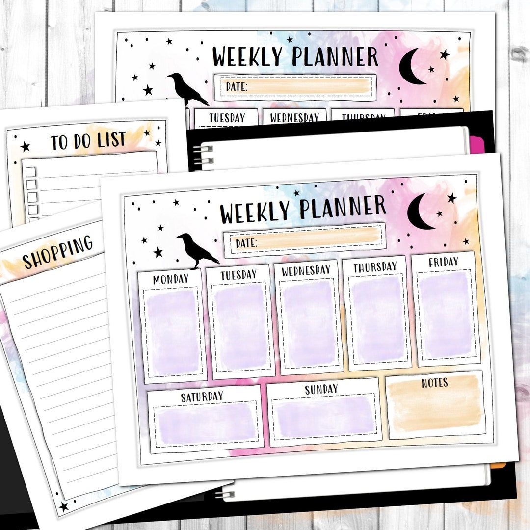 Weekly Planner | Crow | To-do List | Shopping List | Fridge Calendar ...