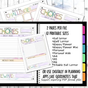 Chore Chart | Weekly to Do List | Responsibility Tracker | 30 Day ...