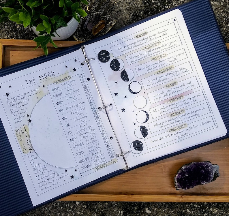 Moon Pages / Book of Shadows / Mystic Smoke Grimoire / 20 | Etsy