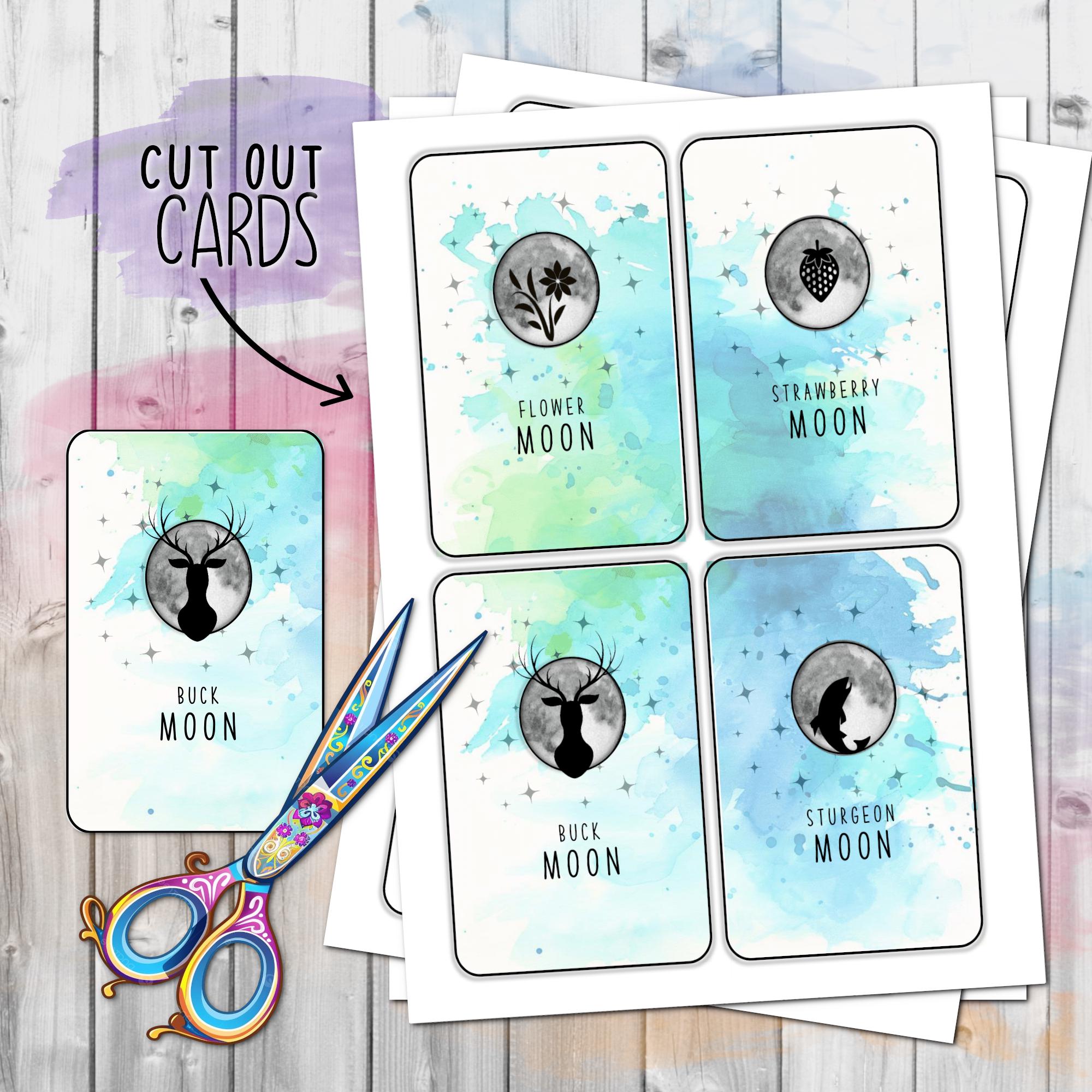 Blue Moon Cards | DIY Journaling Notecards | Moon Phase | Monthly Full ...