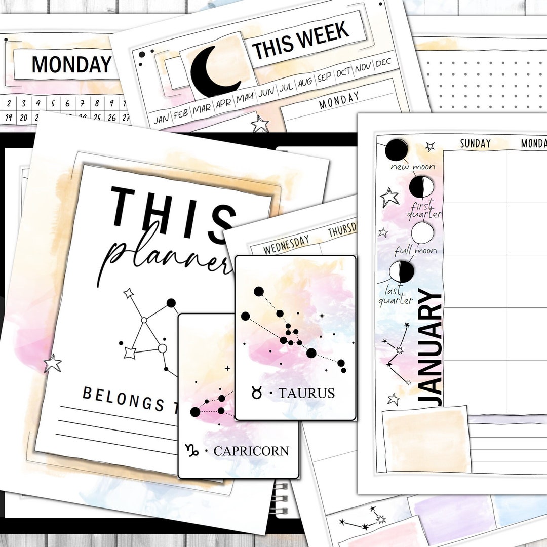Rainbow Galaxy Printable Planner Kit Monthly Daily - Etsy