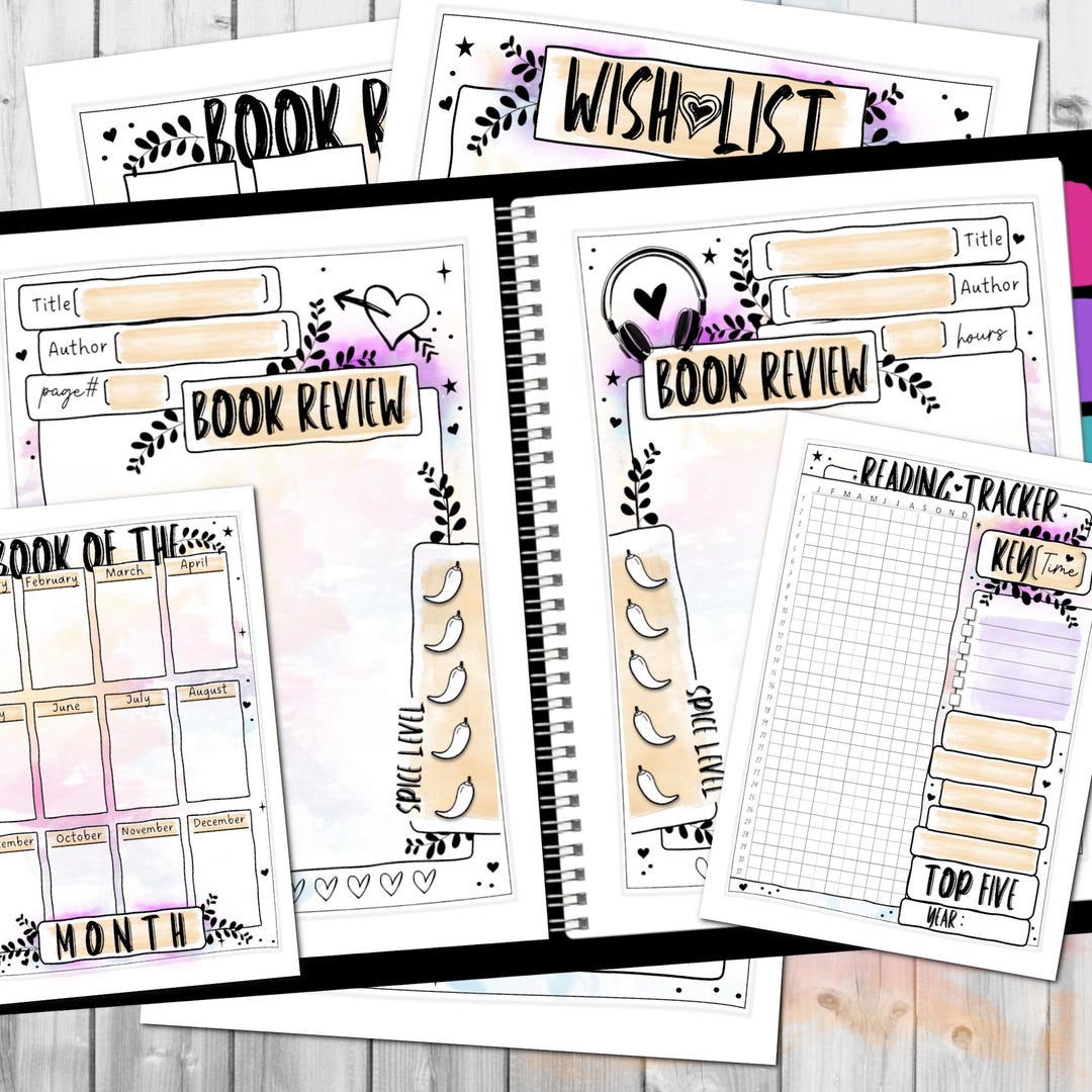 Spicy Reading Journal | Adult Book Planner | Bookshelf Reading Tracker ...