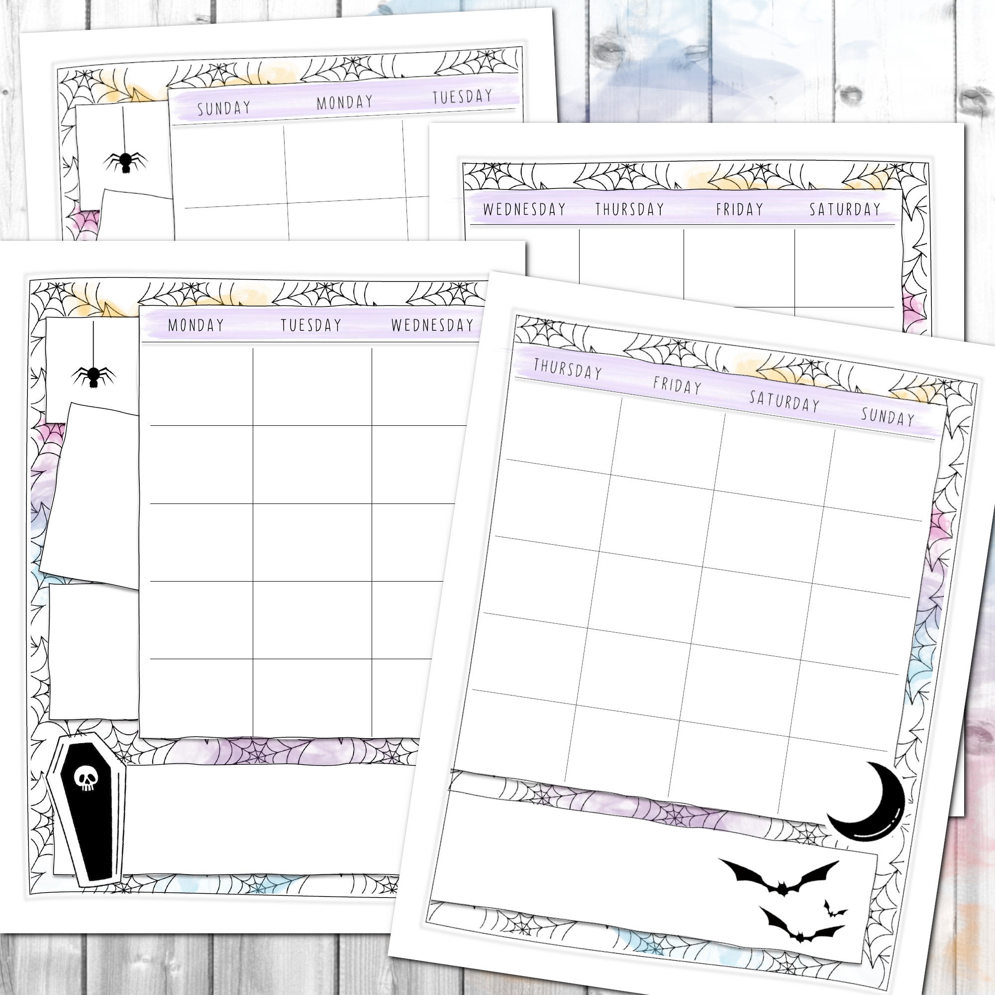 Spooky All Year Undated Planner Kit, Monthly Calendar, Weekly Plan ...