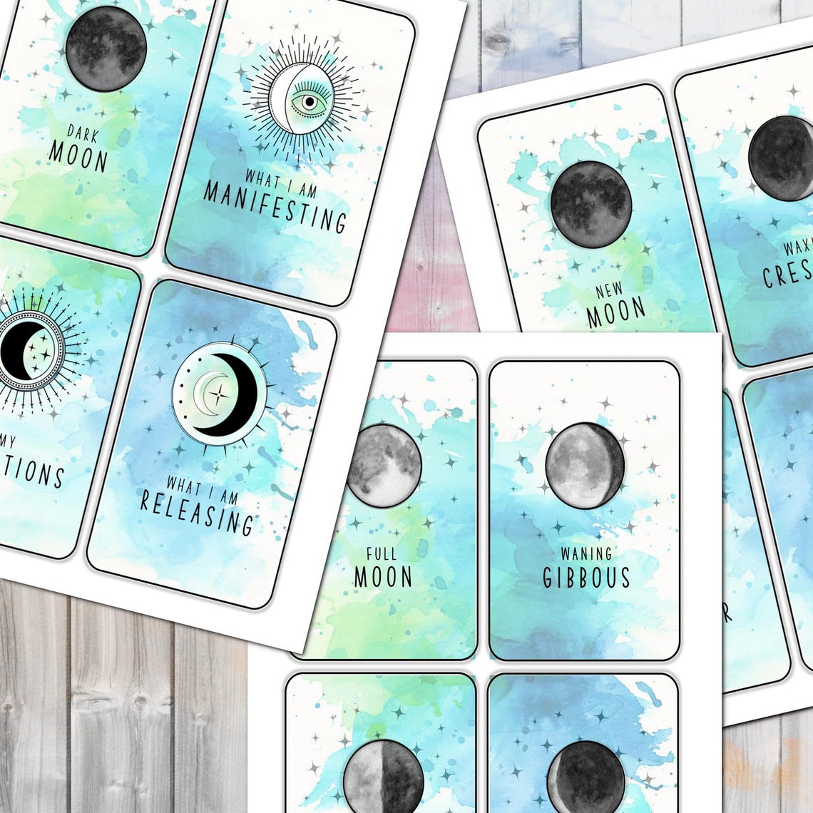 Blue Moon Cards | DIY Journaling Notecards | Moon Phase | Monthly Full ...