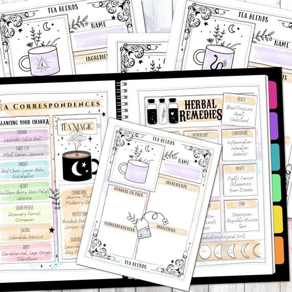 Tea Blending Worksheets Simple Correspondences Herbology - Etsy