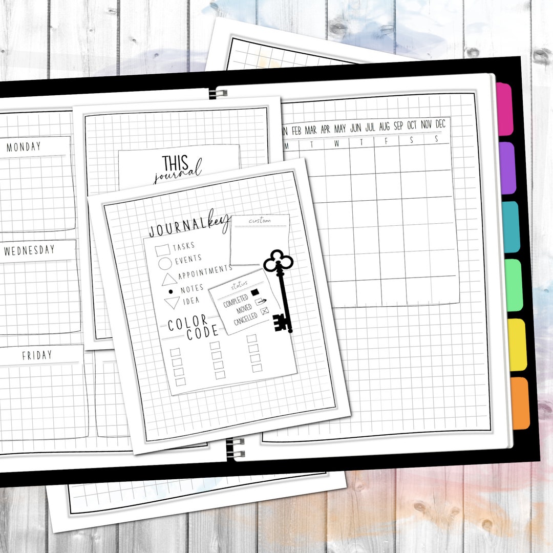 Simple Grid Journal Starter Kit | Planner Inserts | Dot Journal | Daily ...