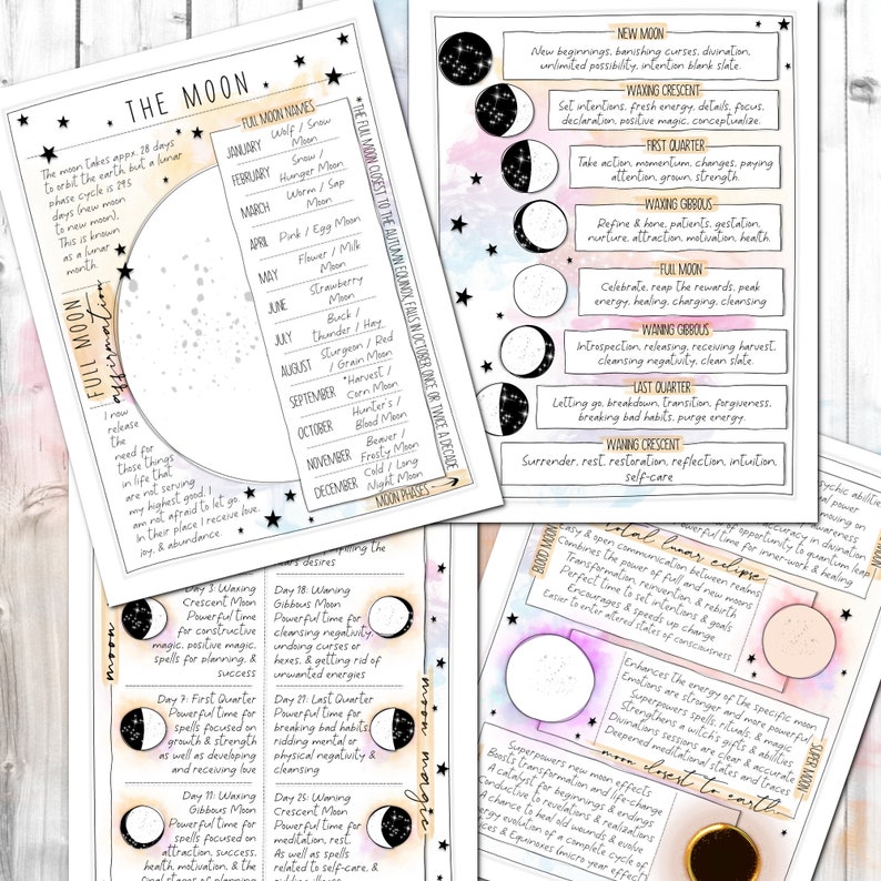 Moon Pages / Book of Shadows / Mystic Smoke Grimoire / 20 Printable ...