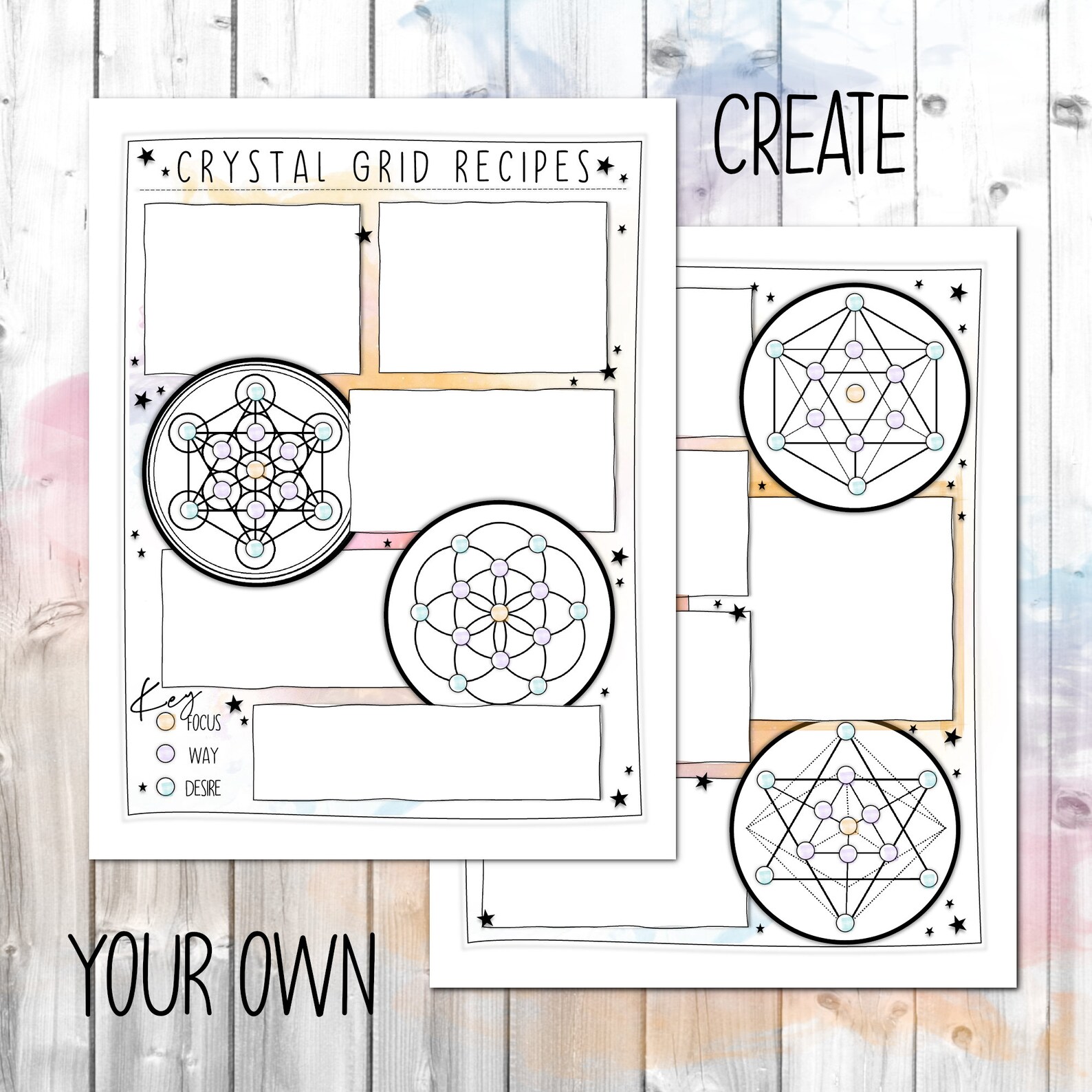 Crystal Grid Book of Shadows Printable Pages, Mystic Smoke Grimoire ...