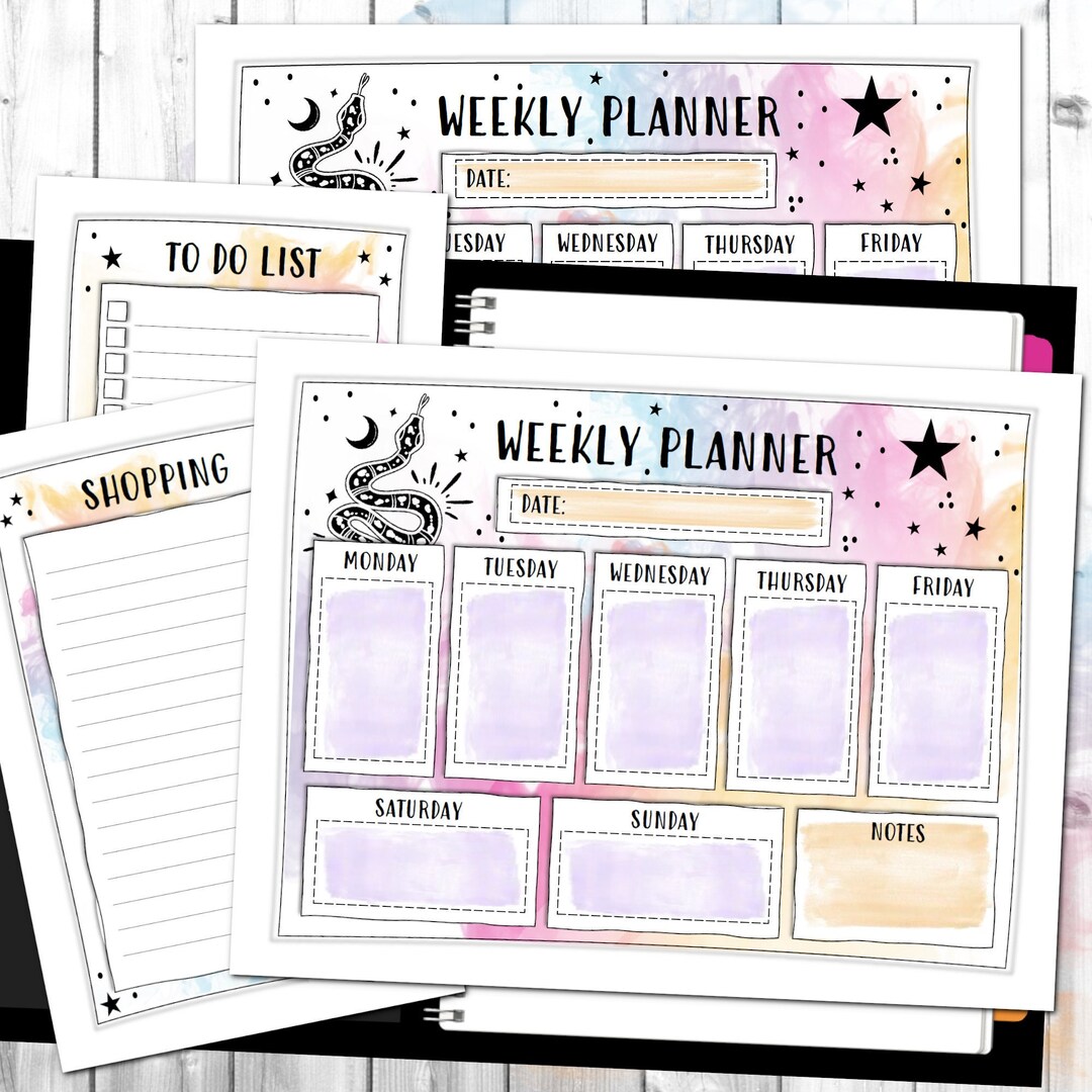 Weekly Planner | Snakes | To-do List | Shopping List | Fridge Calendar ...