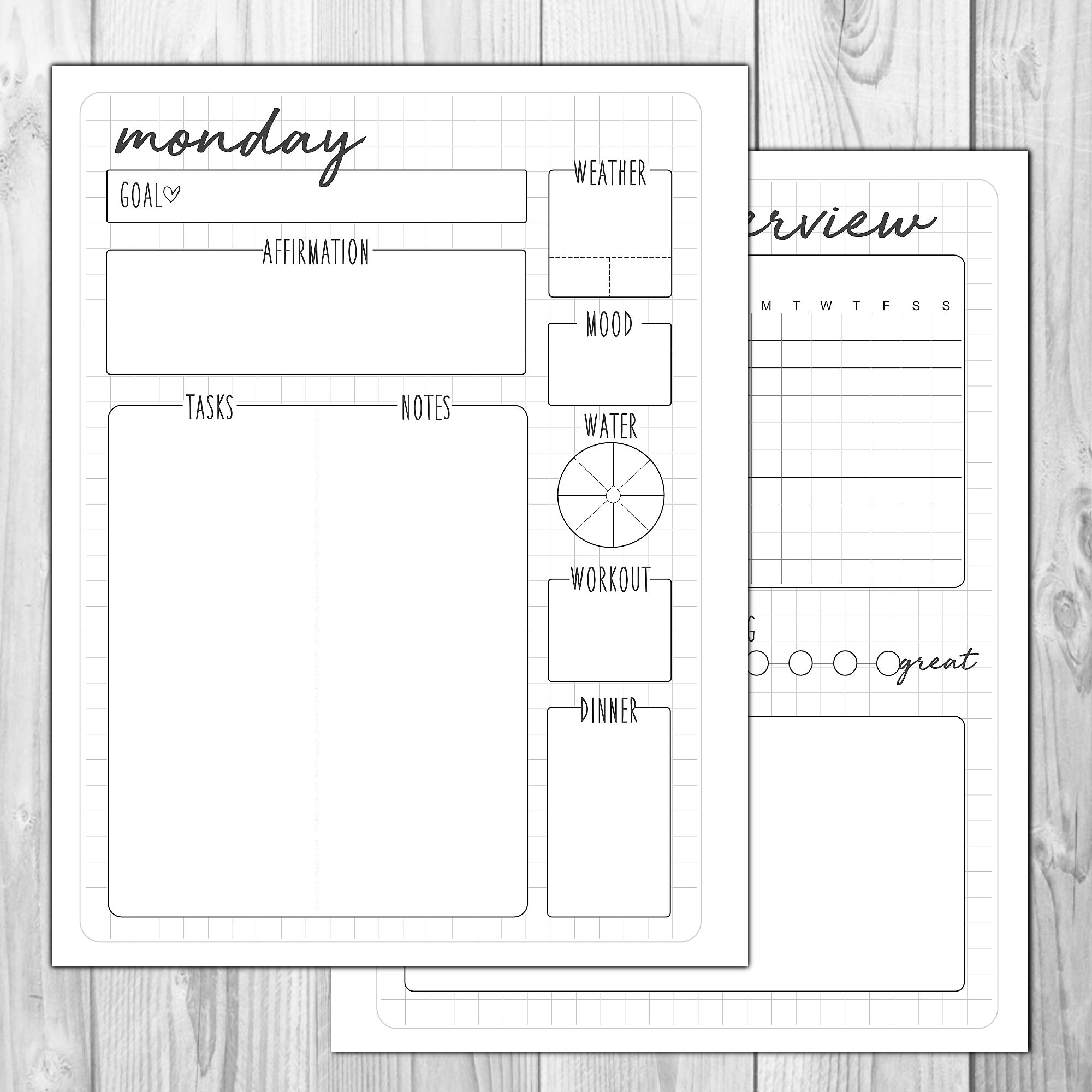 Daily Planner Printable Undated Multiple Printable Sizes - Etsy