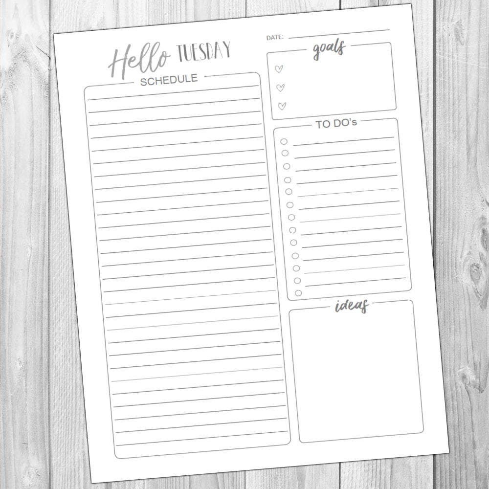 Daily Planner Printable Undated Multiple Printable Sizes - Etsy