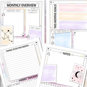 Rainbow Galaxy Printable Planner Kit | Monthly | Daily | Weekly | Goal ...