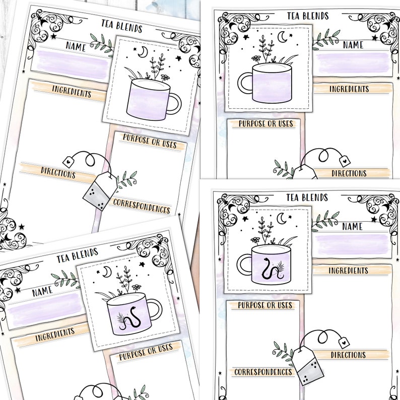 Tea Blending Worksheets | Simple Correspondences | Herbology | Recipes ...