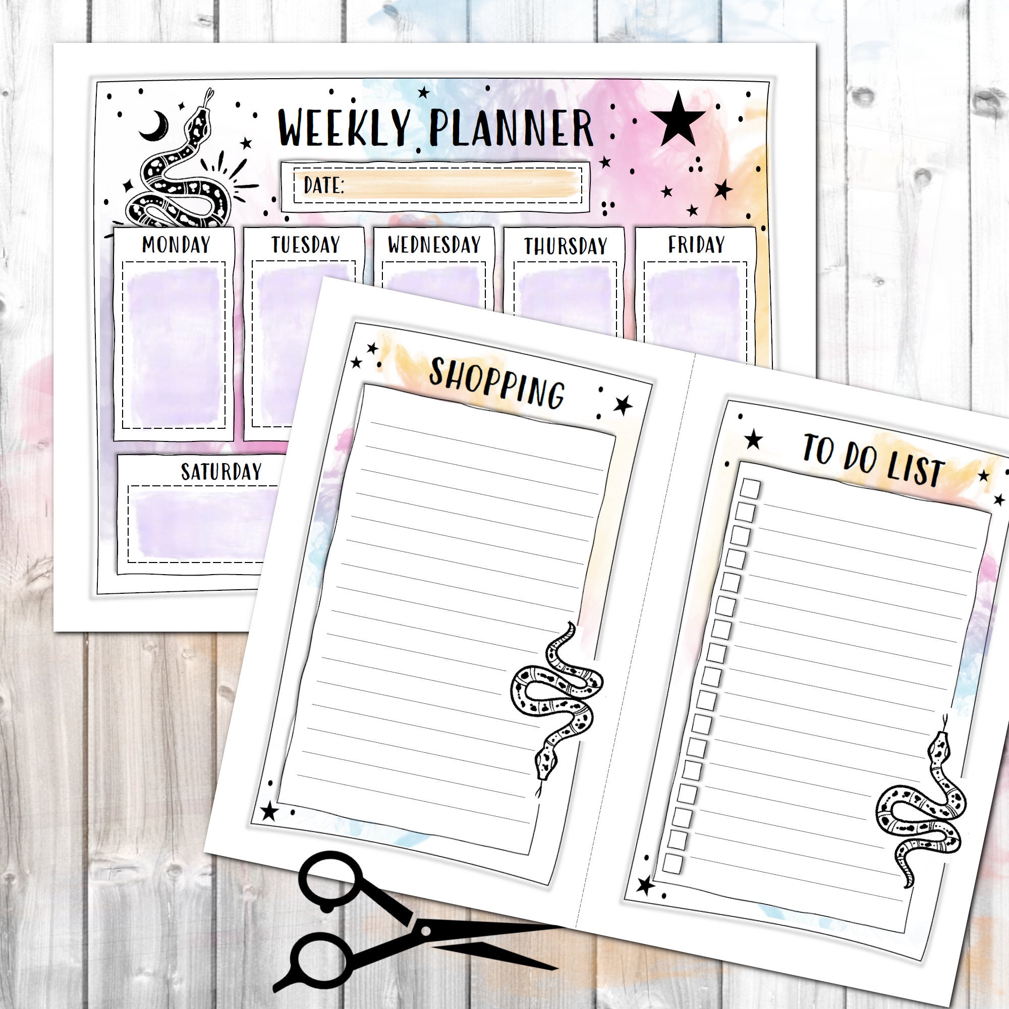 Weekly Planner | Snakes | To-do List | Shopping List | Fridge Calendar ...