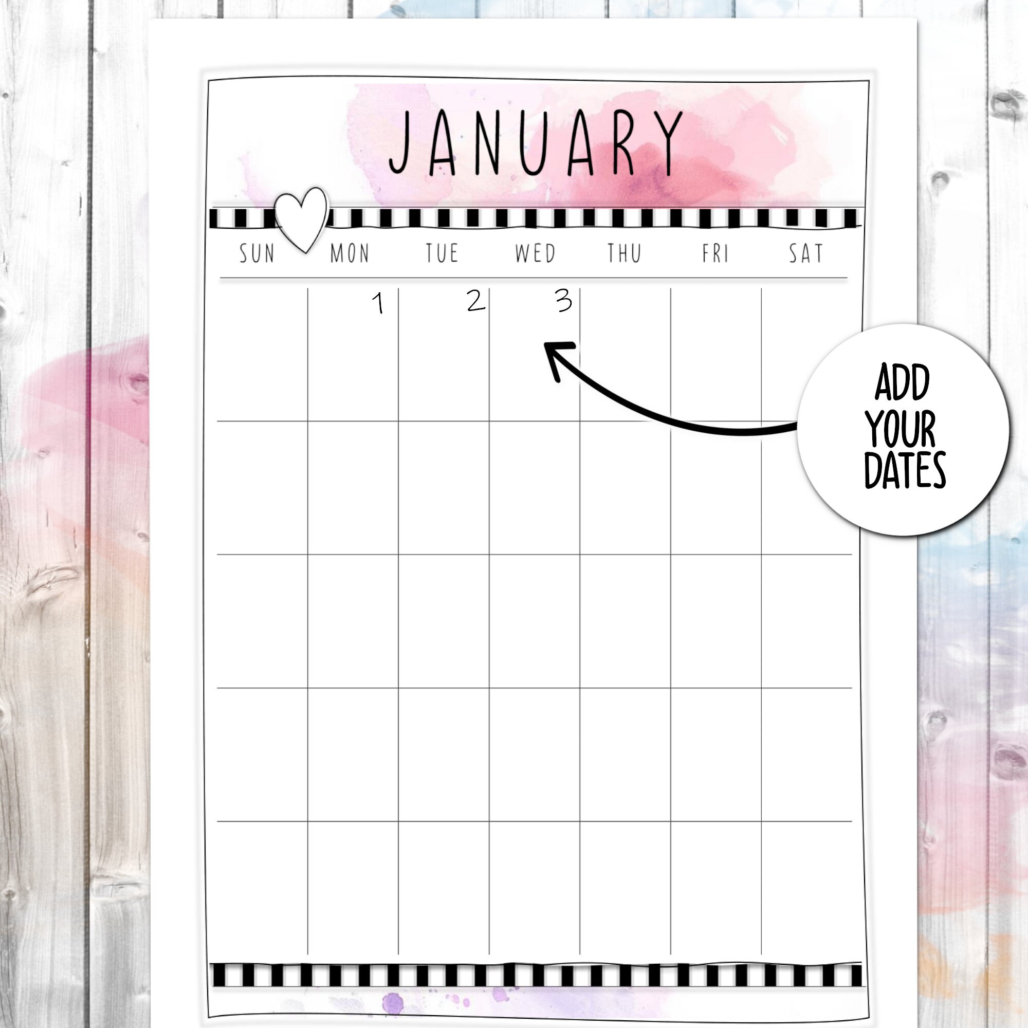 Undated 12 Month Printable Calendar | Witchy Schedule | Moon Phase ...