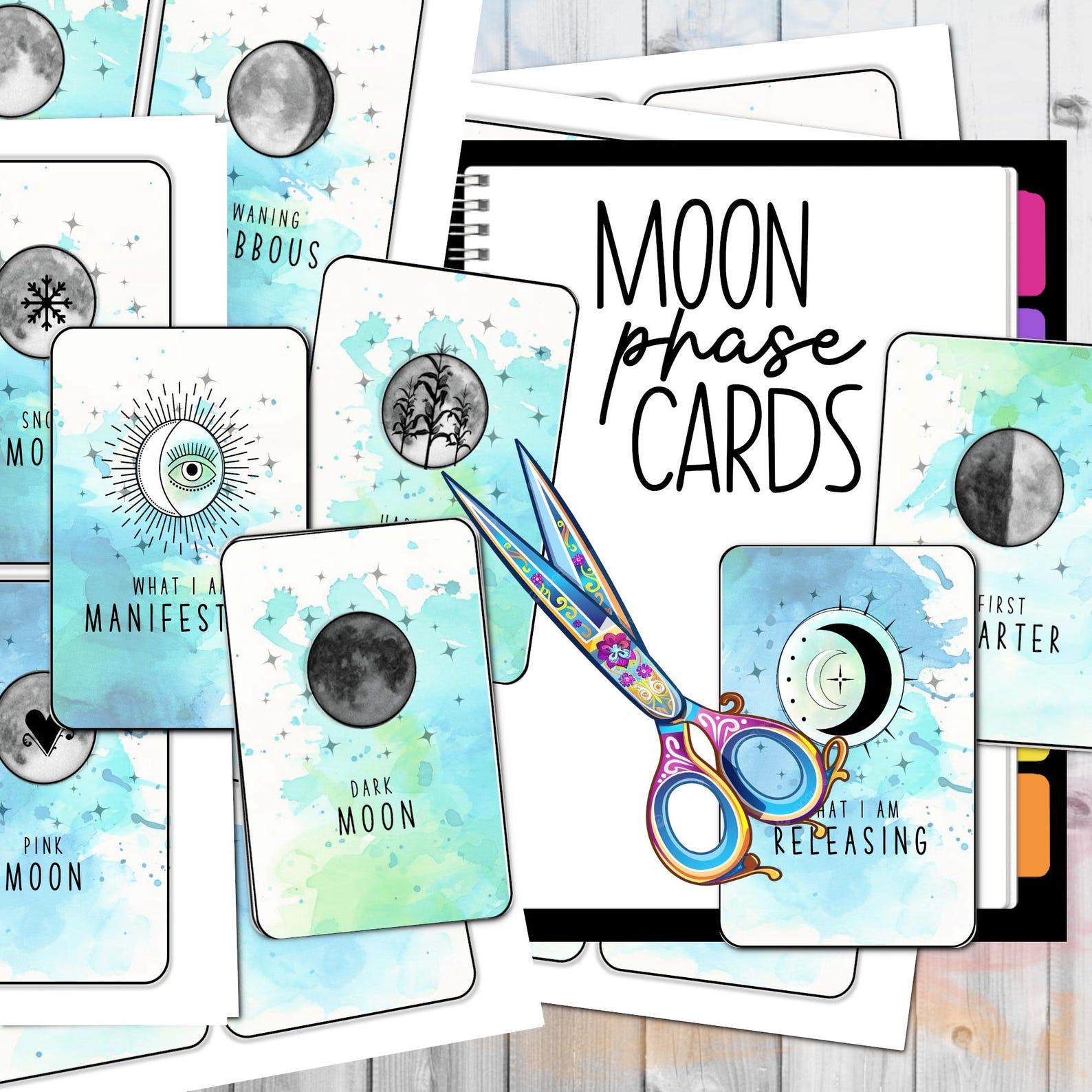 Blue Moon Cards | DIY Journaling Notecards | Moon Phase | Monthly Full ...