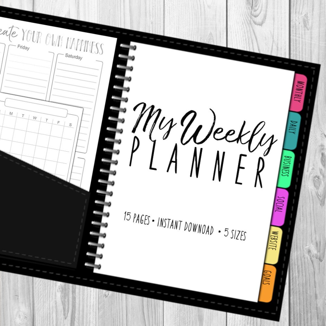 Weekly Planner Printable (WO2P Vertical) Undated, Multiple Printable ...
