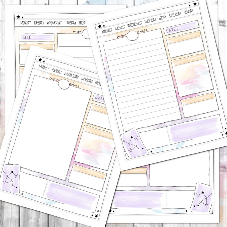 Daily Planner Printable | Schedule | Moon Phase Tracker | Daily Tarot ...