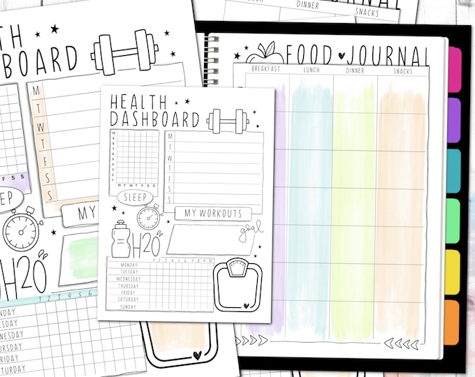 Weekly Health and Fitness Planner | Food Journal | Water Tracker ...