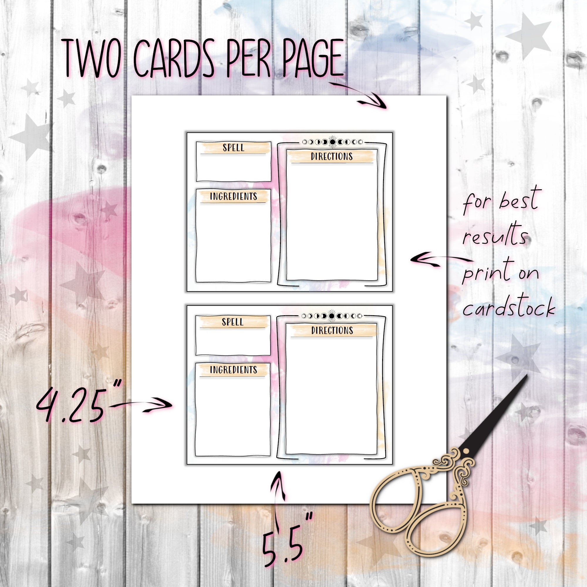 Recipe Cards Spell Cards Ritual Cards Mystic Smoke - Etsy