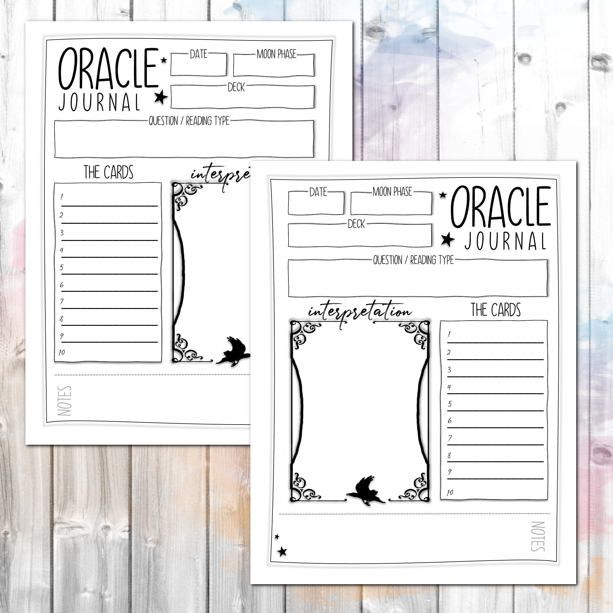 Simple Oracle Card Journal / Planner / Reading Tracker / PDF / - Etsy