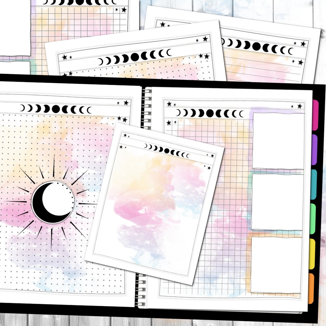 Note Pages Printable | Journal Pages | Notes | Planner Inserts | Moon ...