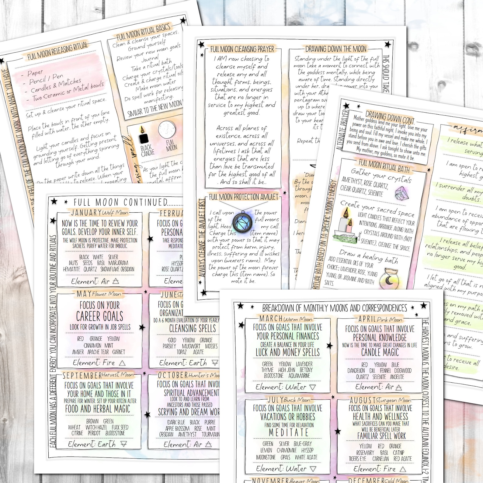 Moon Pages / Book of Shadows / Mystic Smoke Grimoire / 20 Printable ...