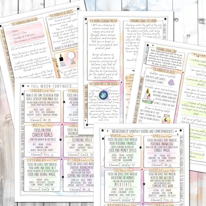 Moon Pages / Book of Shadows / Mystic Smoke Grimoire / 20 Printable ...