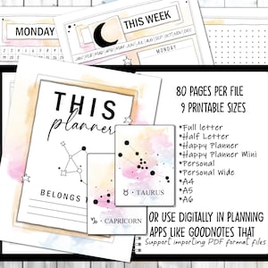 Rainbow Galaxy Printable Planner Kit | Monthly | Daily | Weekly | Goal ...