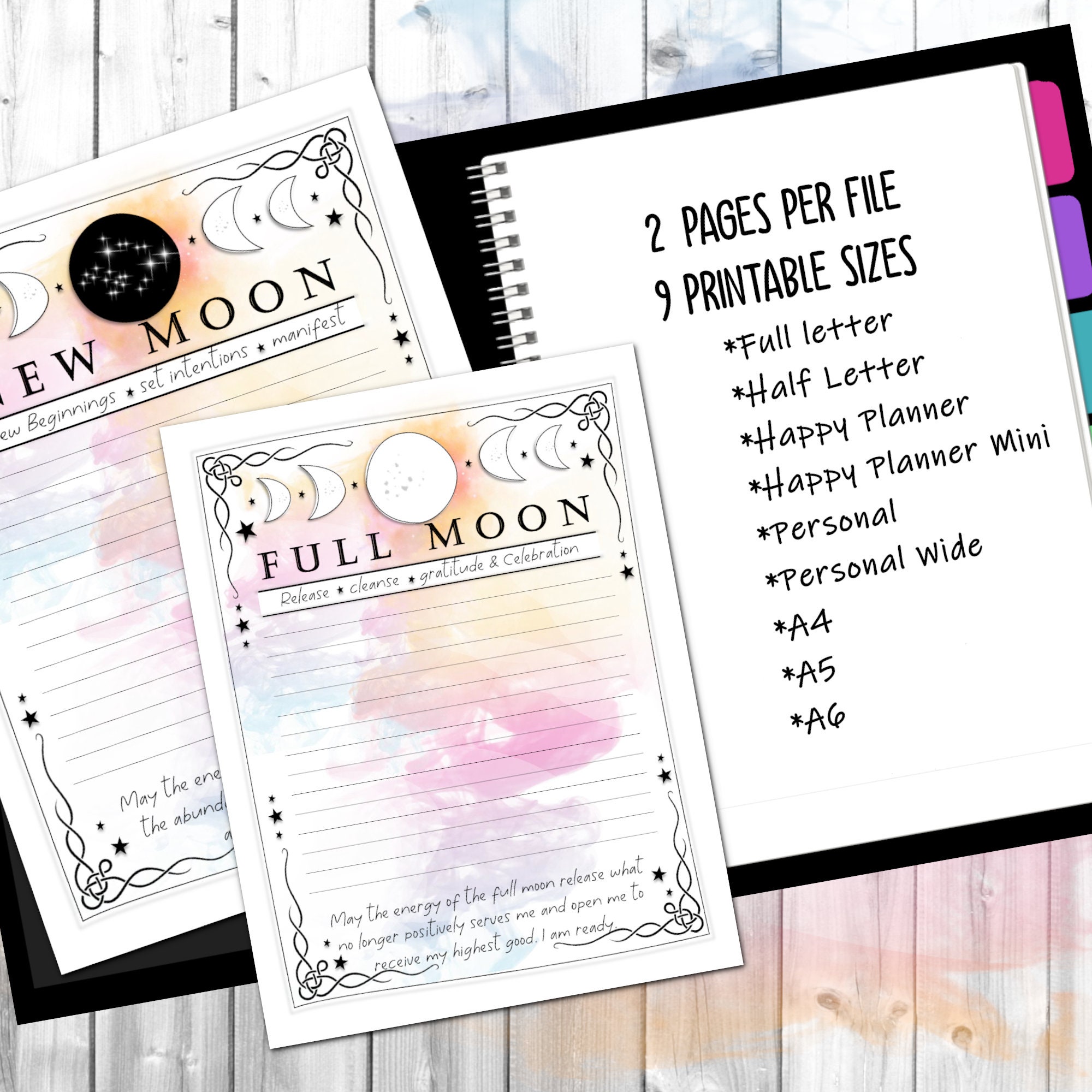 Moon Plans Printable. New Moon, Full Moon, Mystic Smoke Grimoire, Book ...