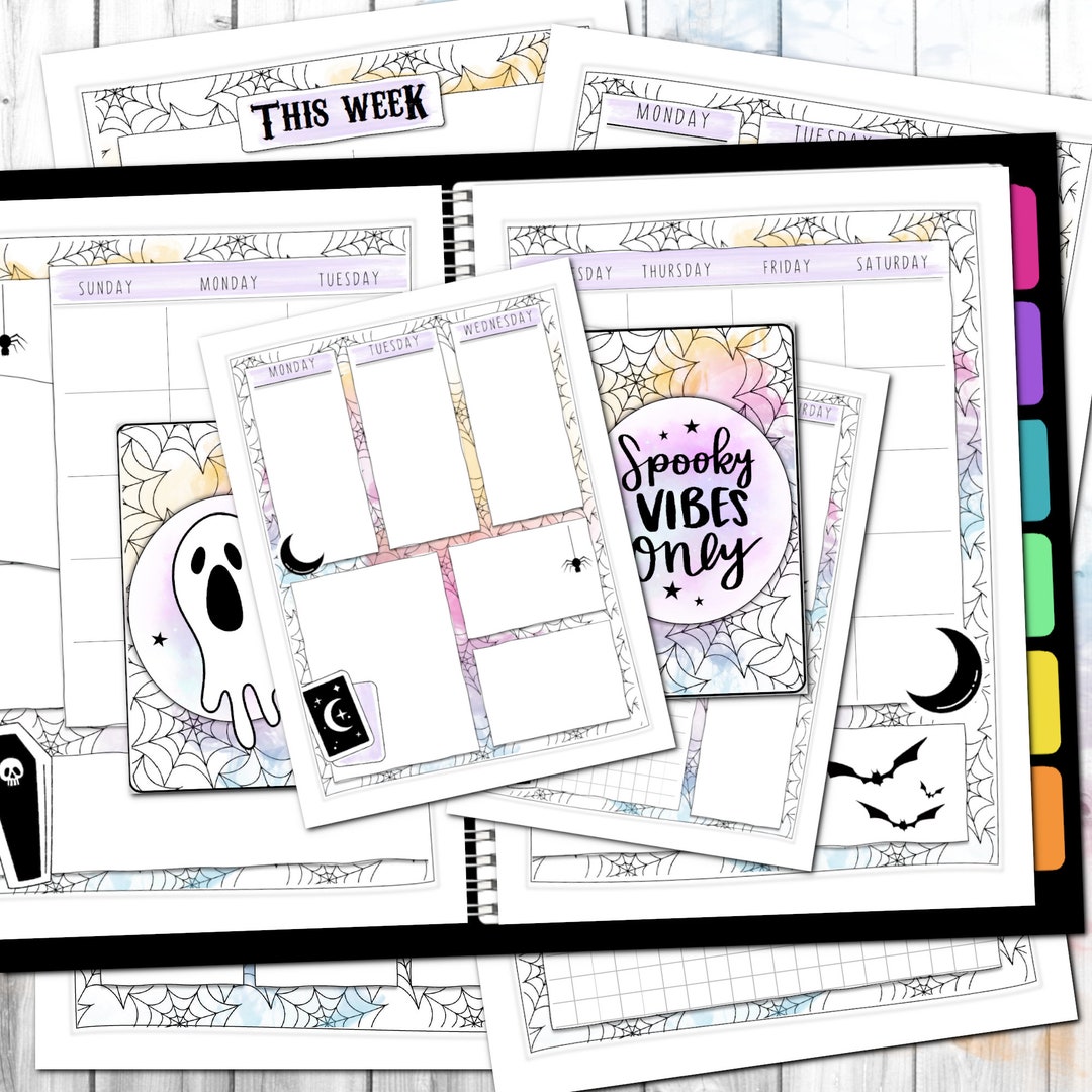Spooky All Year Undated Planner Kit, Monthly Calendar, Weekly Plan ...