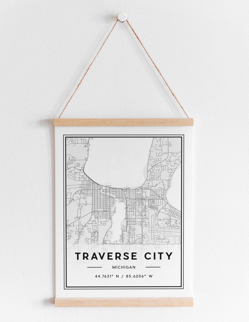 Traverse City Map Poster Print Modern Michigan Street Map | Etsy