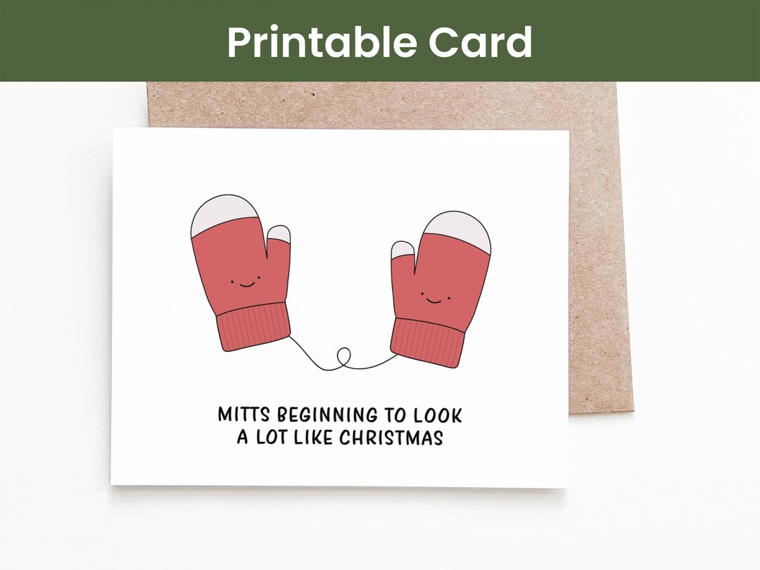 Funny Printable Christmas Card - Mittens Greeting Card - Etsy