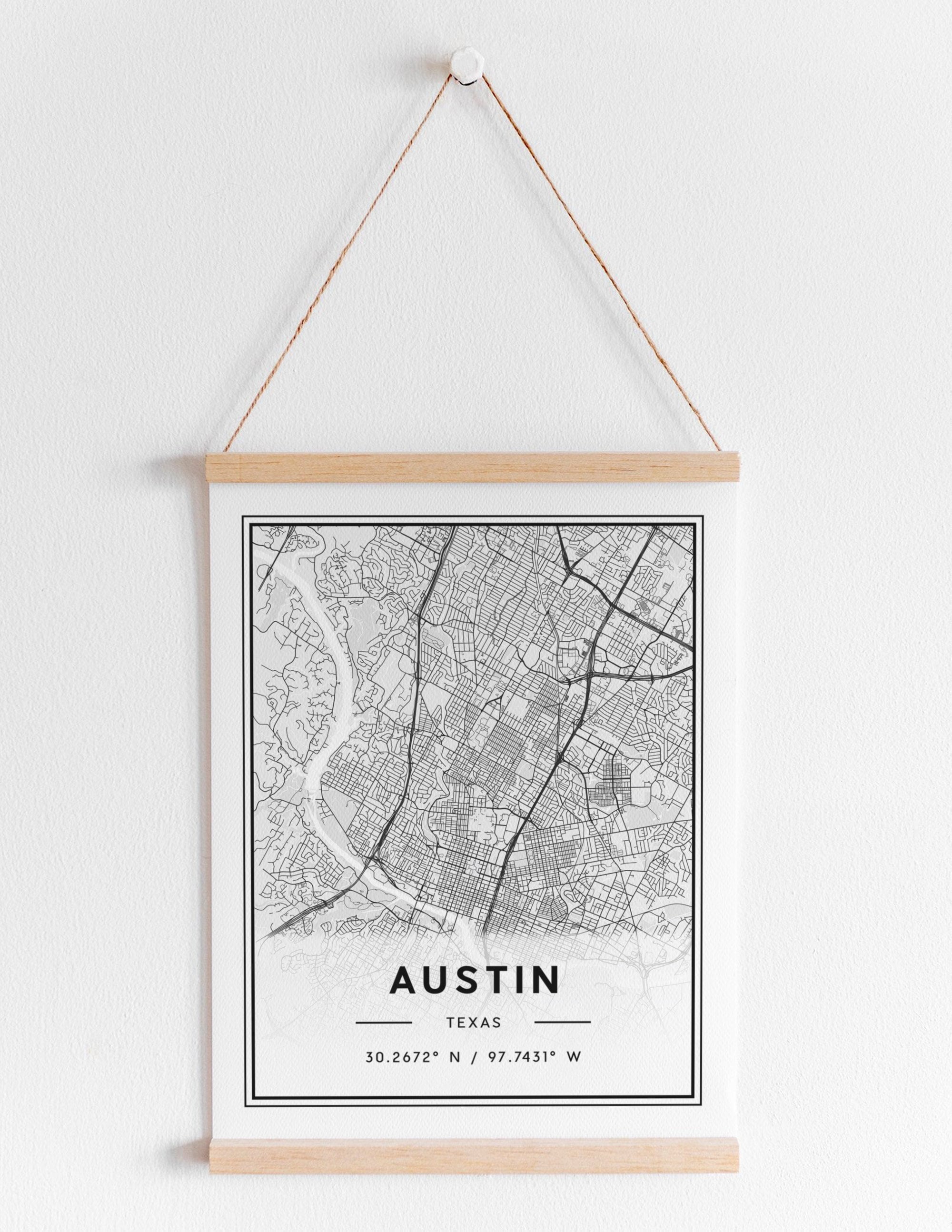 Austin Map Poster Print Modern Austin Street Map Decor | Etsy
