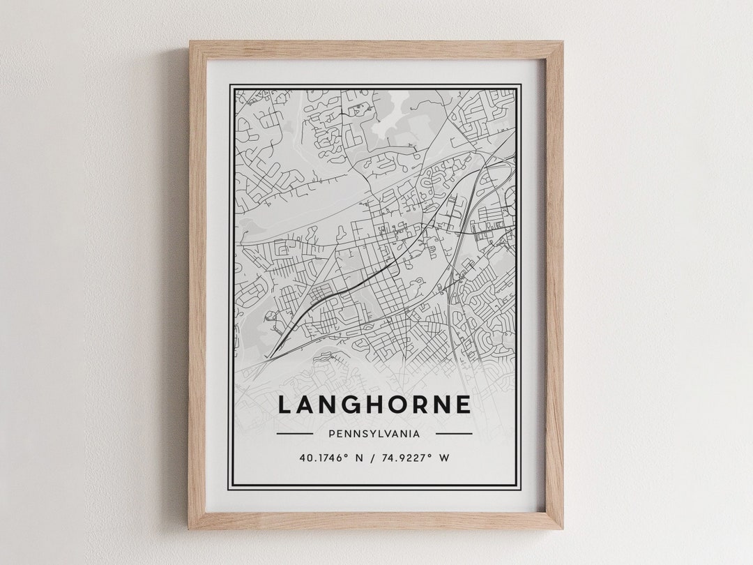 Langhorne Map Poster Print, Modern Langhorne Street Map Decor - Etsy