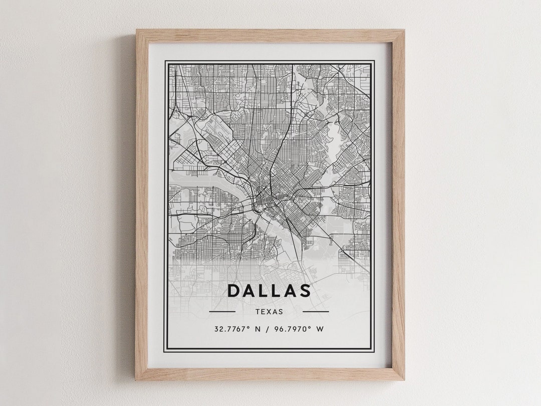 Dallas Map Poster Print, Modern Dallas Street Map Decor - Etsy